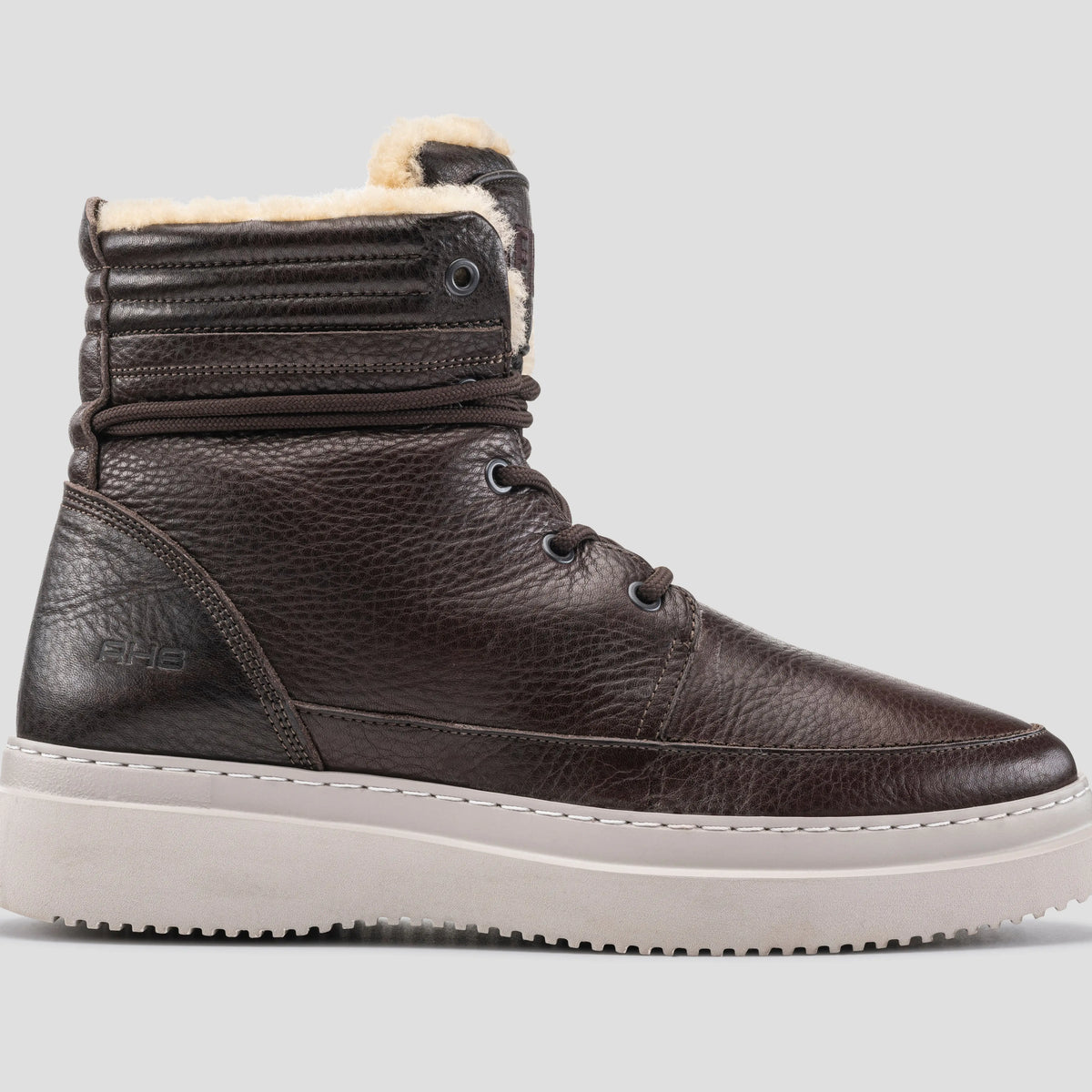 Morgan Tmbl | Donkerbruine veterboots met schapenwol – Rehab Footwear